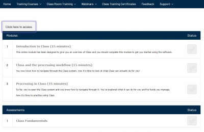 How do I access the training modules? – Class Training